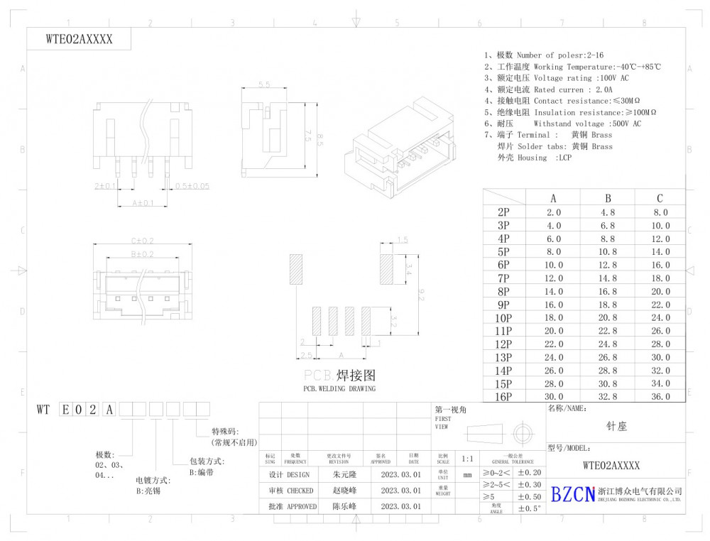 WTE02A04BB specification page 2