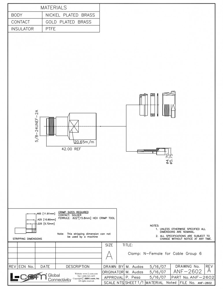 L-com ANF-2602 technical drawing preview