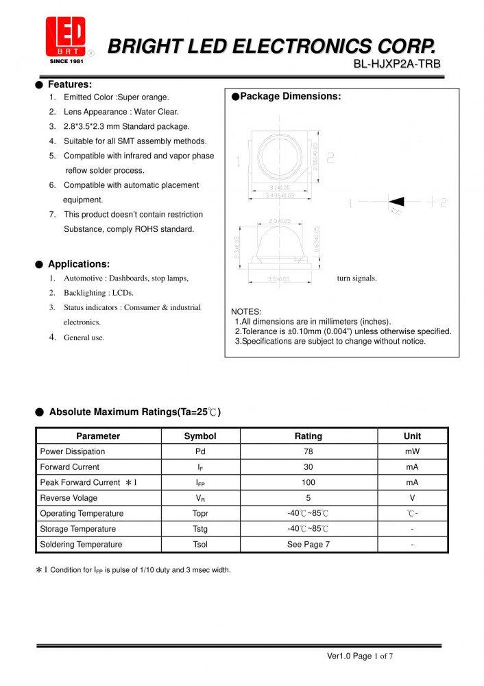 BL-HJXP2A-TRB datasheet page 1