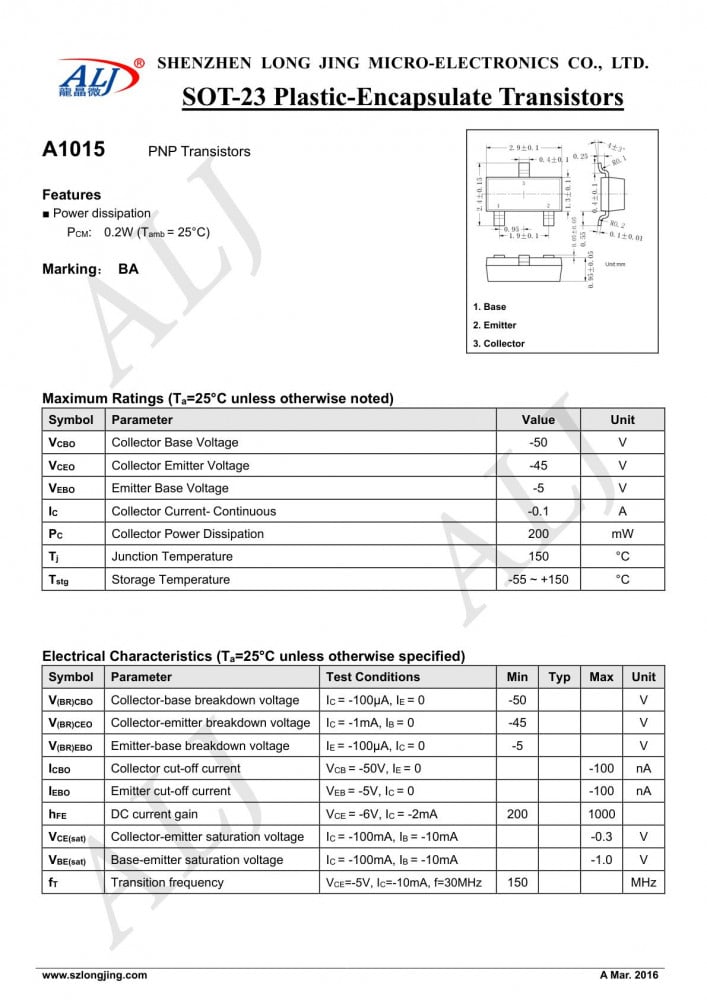 ALJ A1015 datasheet page 1