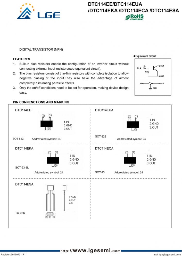 DTC114ECA datasheet page 1