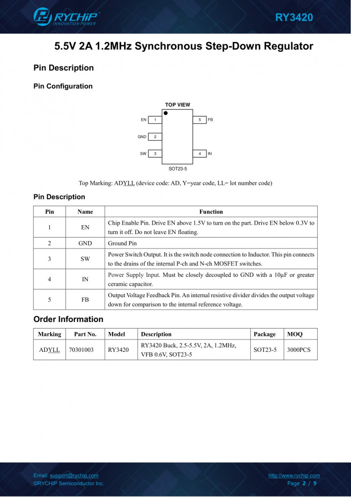 RY3420 technical document page 2