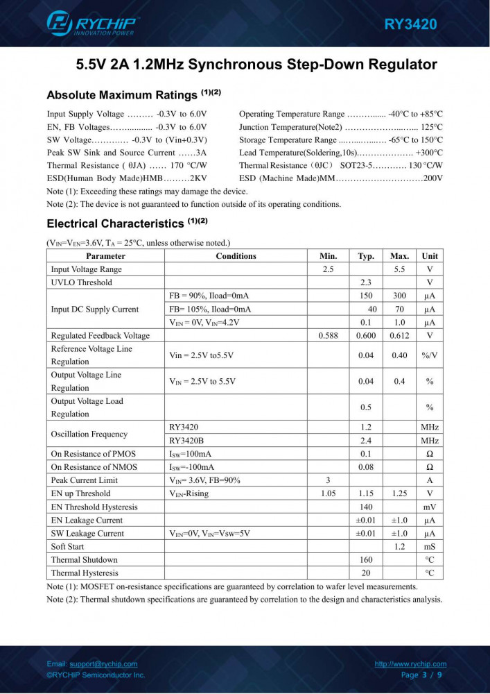 RY3420 technical document page 3