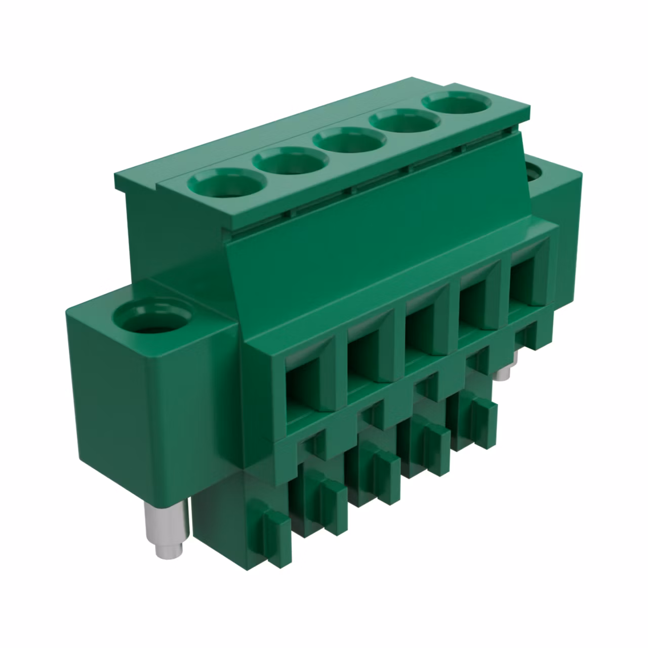 3.81mm Pitch Eurostyle Vertical Plug, with Retention Screws and Reverse Imprinting, Front Wire Entry, Green Housing, 5 Circuits for sale