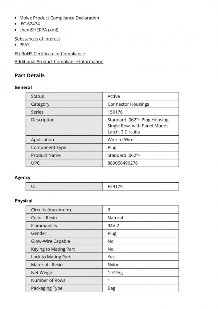 MOLEX 1501761030 technical document page 2