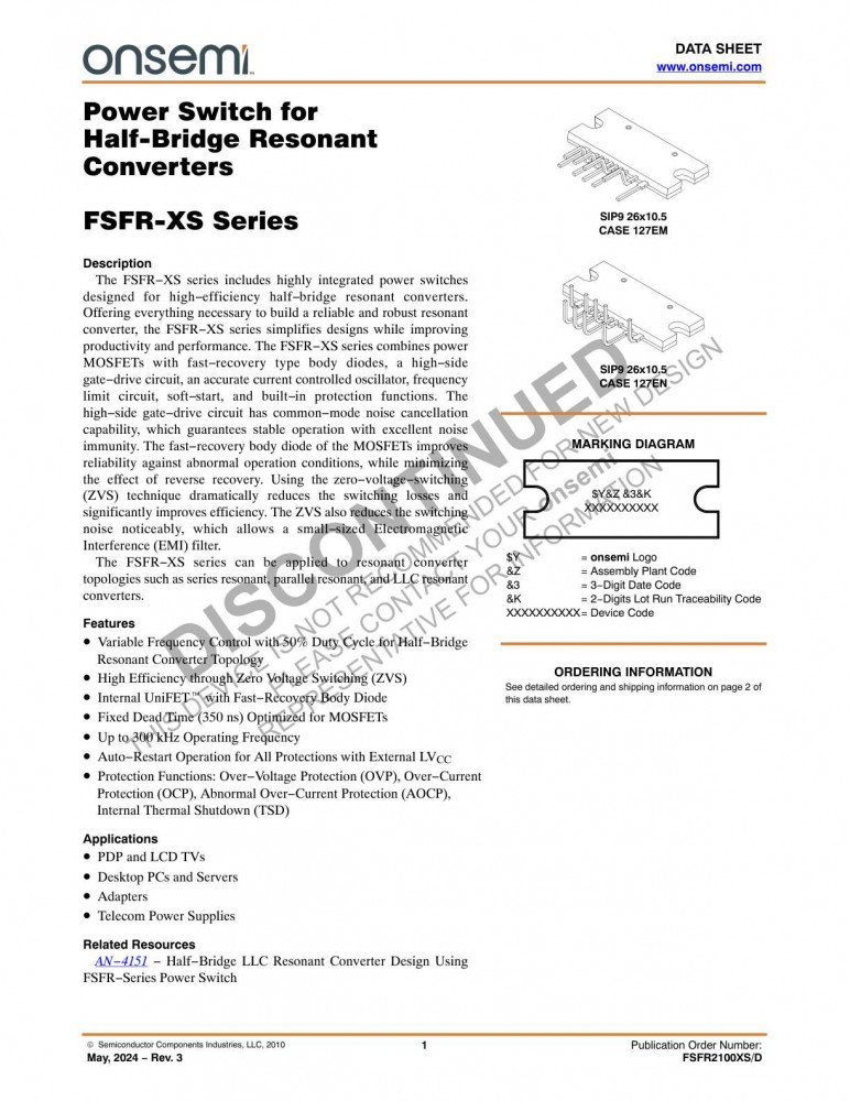 FSFR-XS datasheet page 1