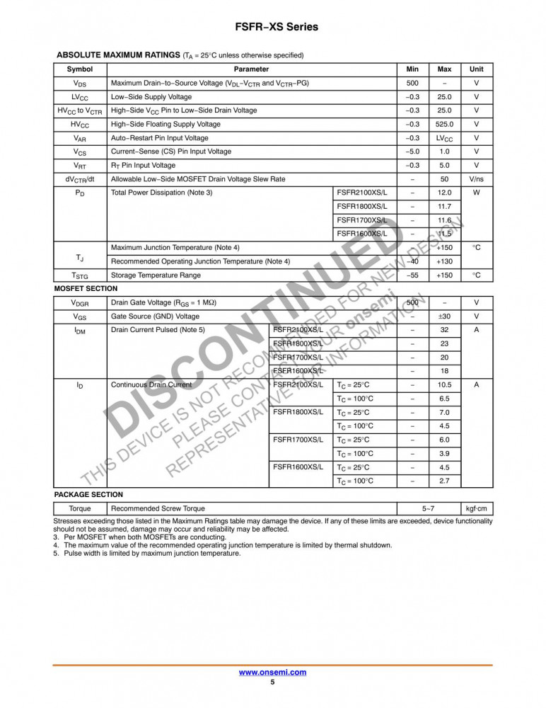 FSFR-XS datasheet page 5