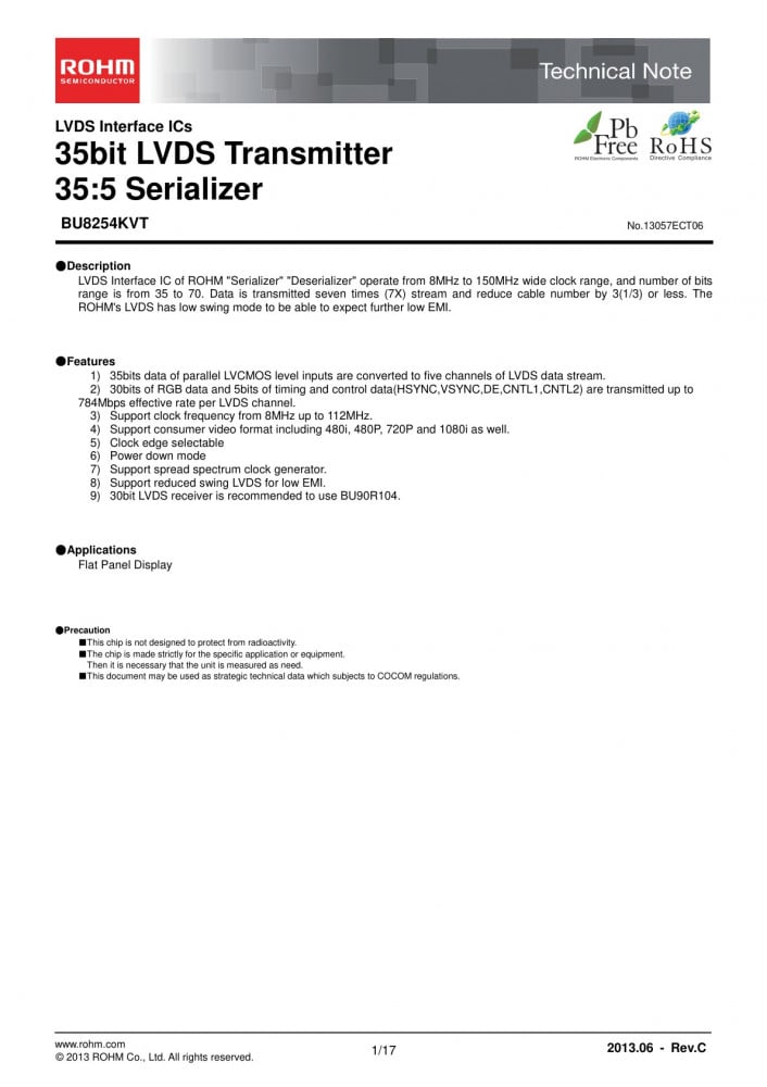 BU8254KVT-E2 technical document page 1