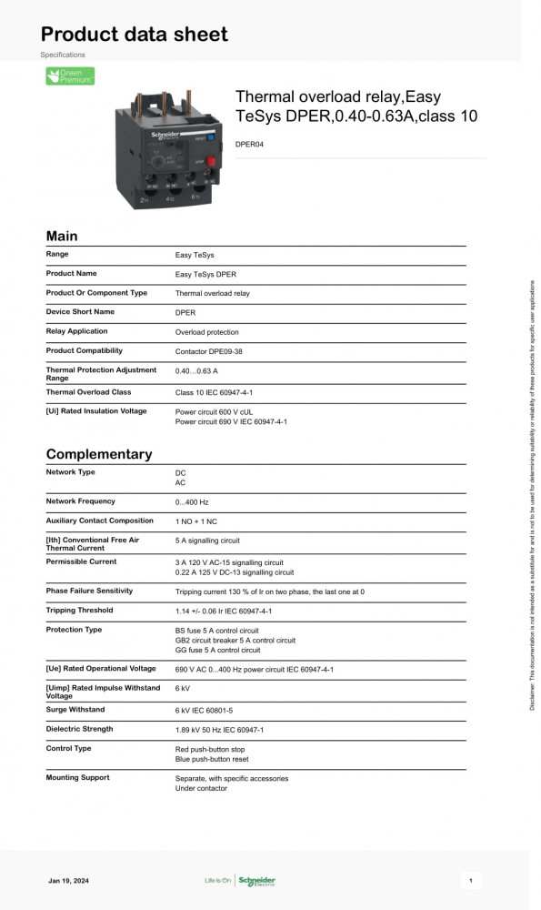 DPER04 technical document page 1