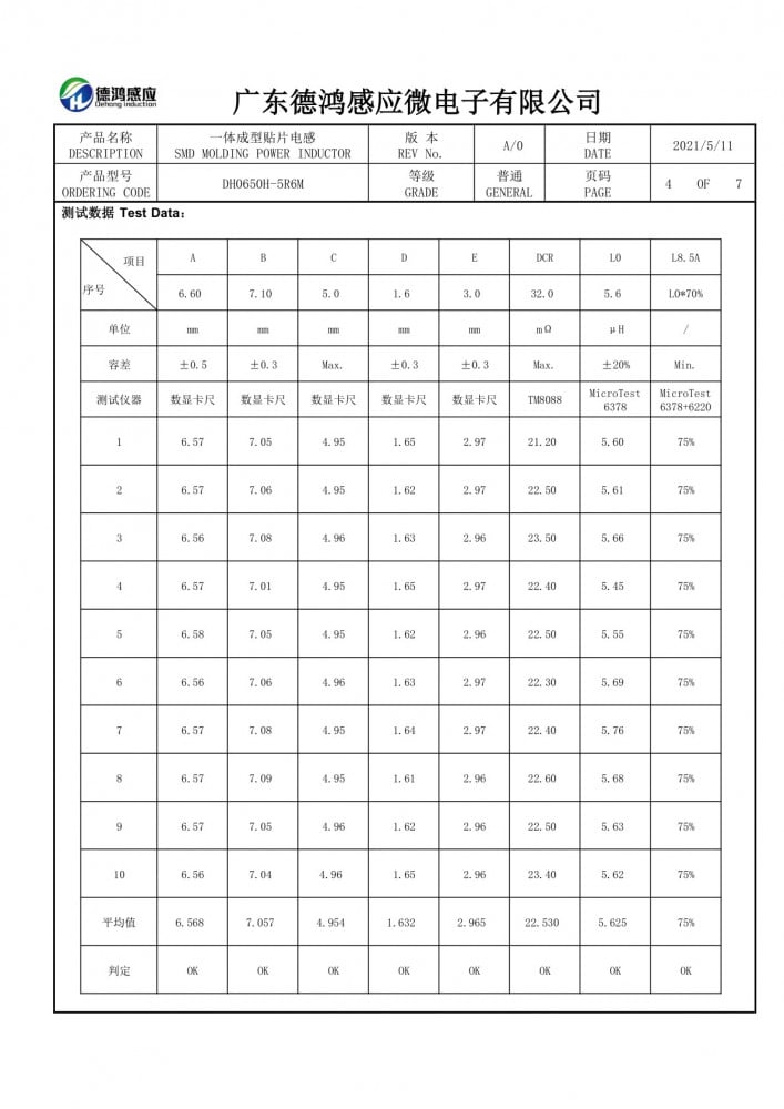 DH0650H-5R6M datasheet page 5