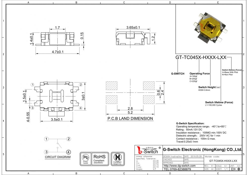 G-Switch GT-TC045A-H036-L1A technical drawing