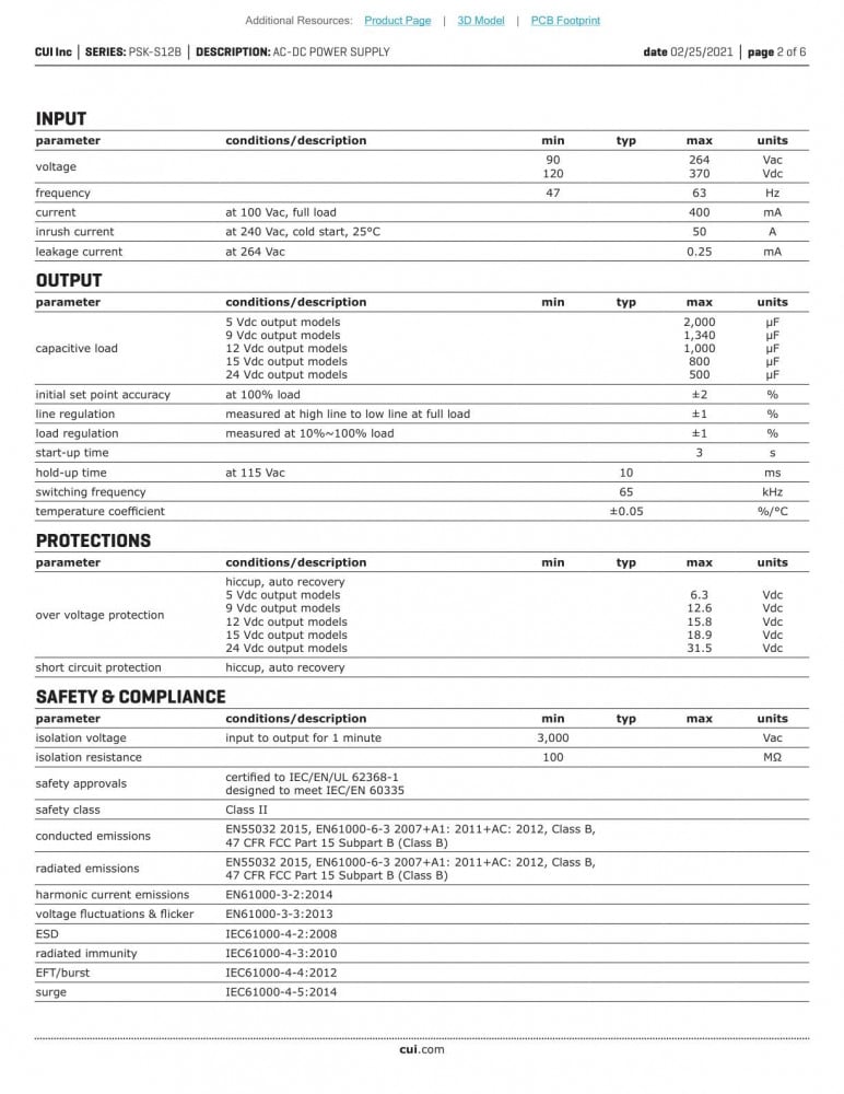 PSK-S12B datasheet page 2