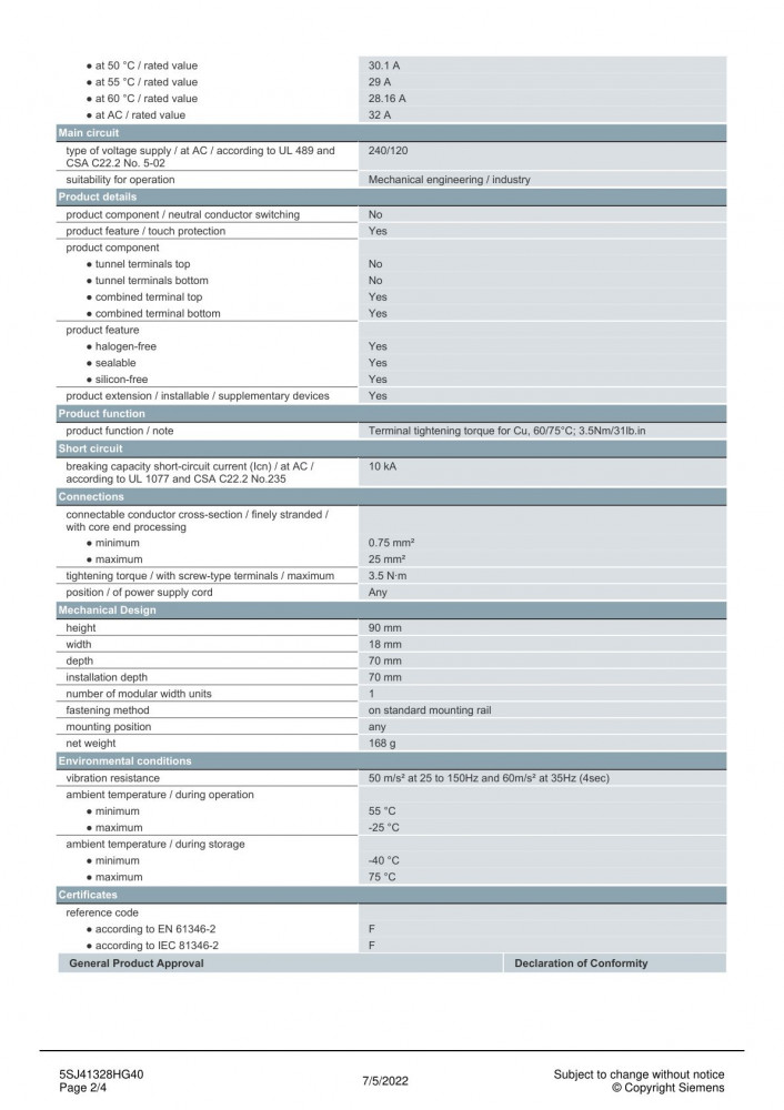 5SJ4132-8HG40 technical document page 2