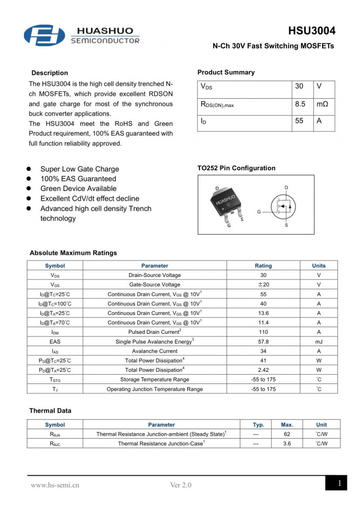 HSU3004 datasheet page 1