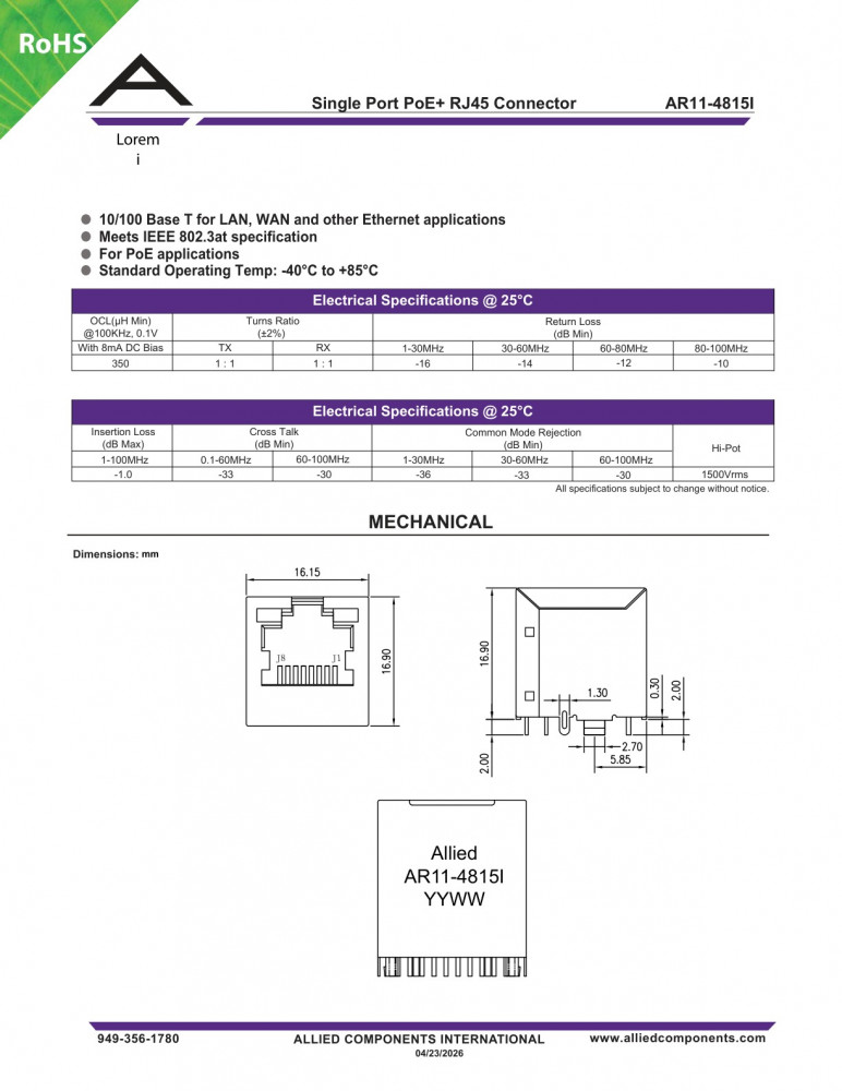 AR11-4815I datasheet page 1