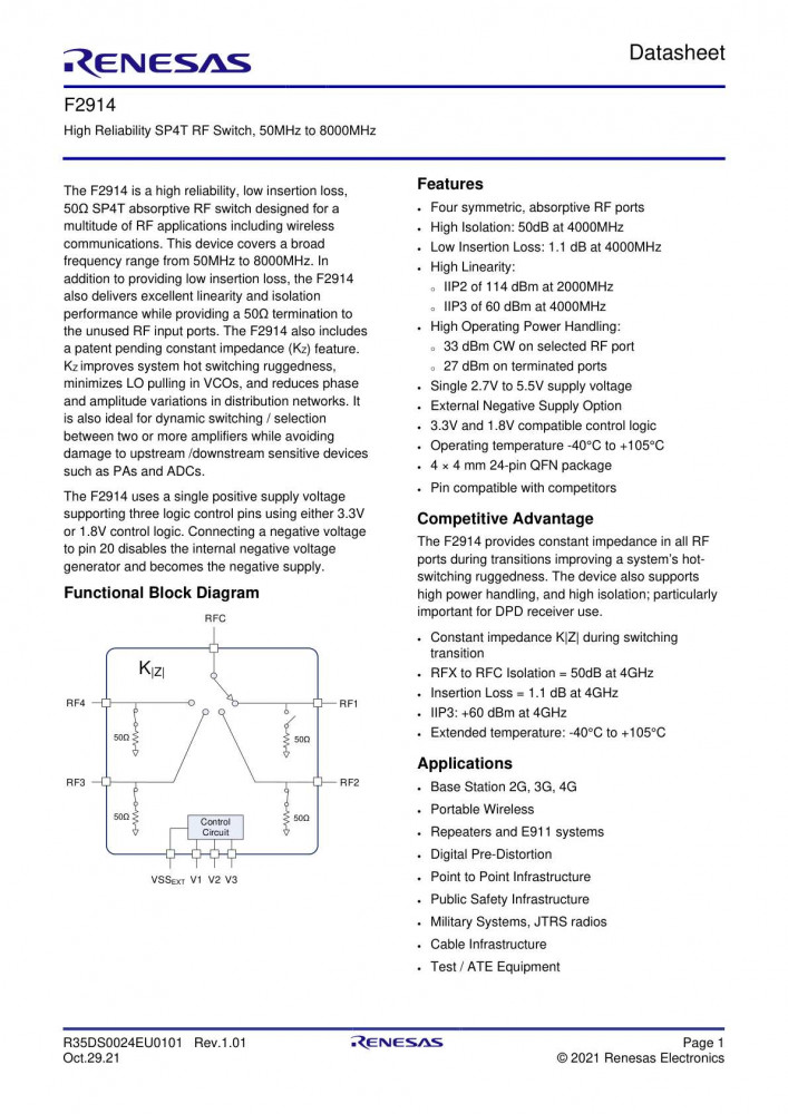 F2914 datasheet page 1