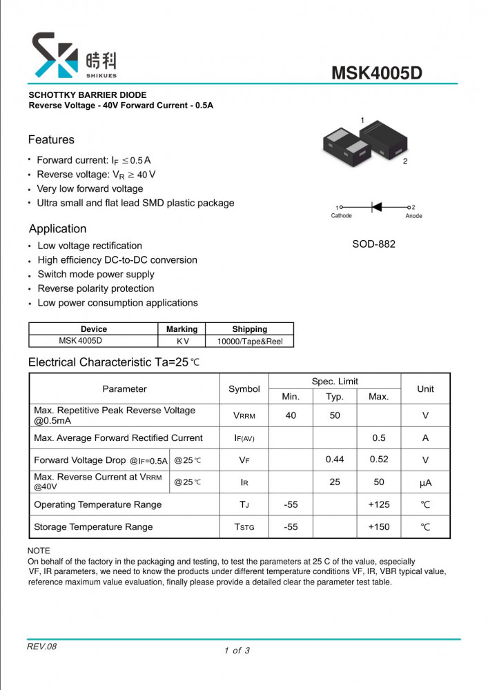 MSK4005D datasheet page 1