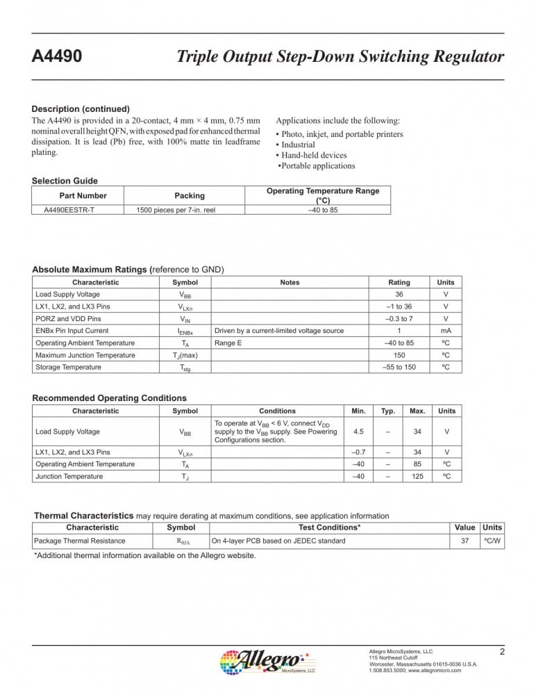 A4490EESTR-T datasheet page 2