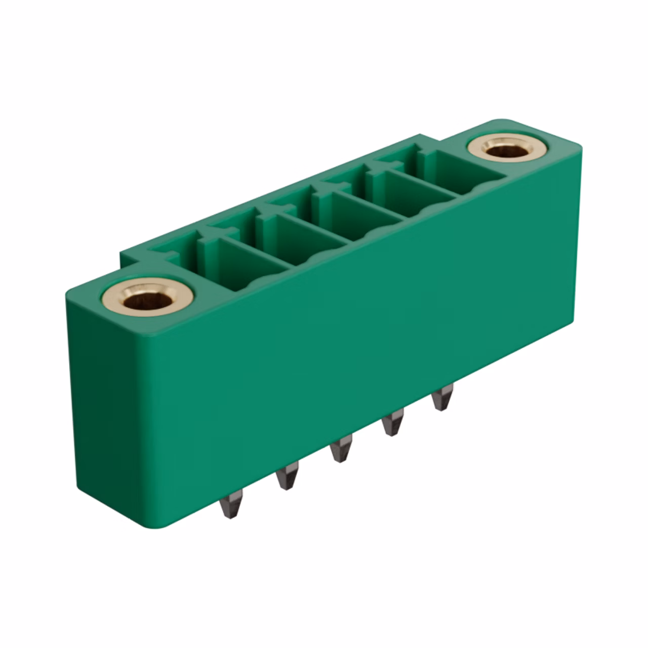 3.50mm Pitch Eurostyle Vertical PCB Header, with Threaded Retention Inserts, Green Housing, 5 Circuits for sale
