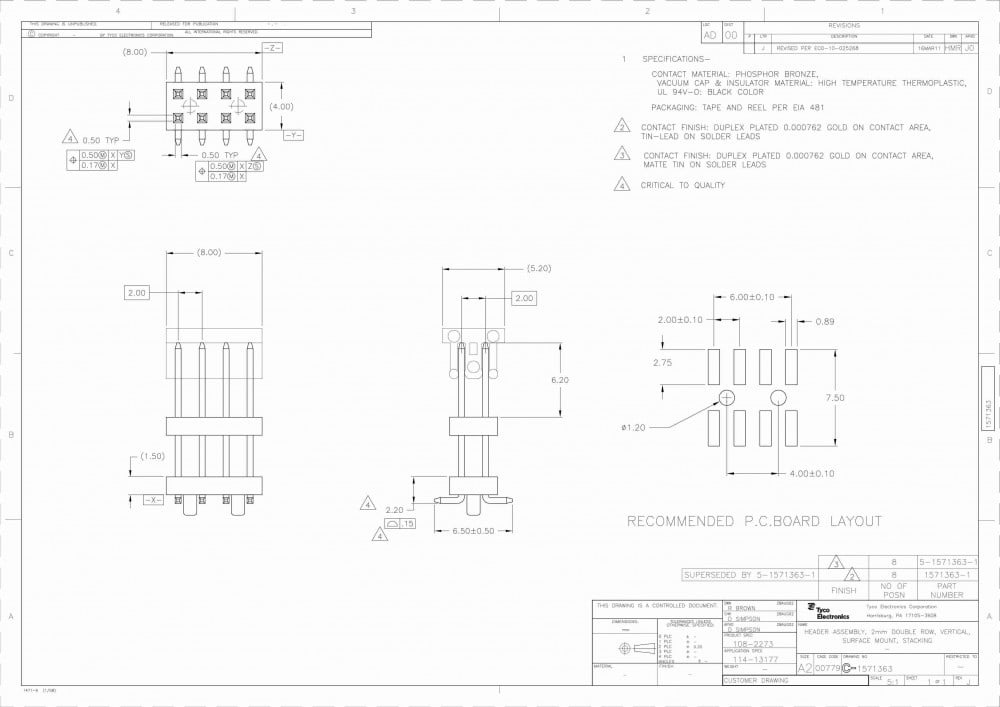 TE Connectivity 5-1571363-1 controlled drawing preview