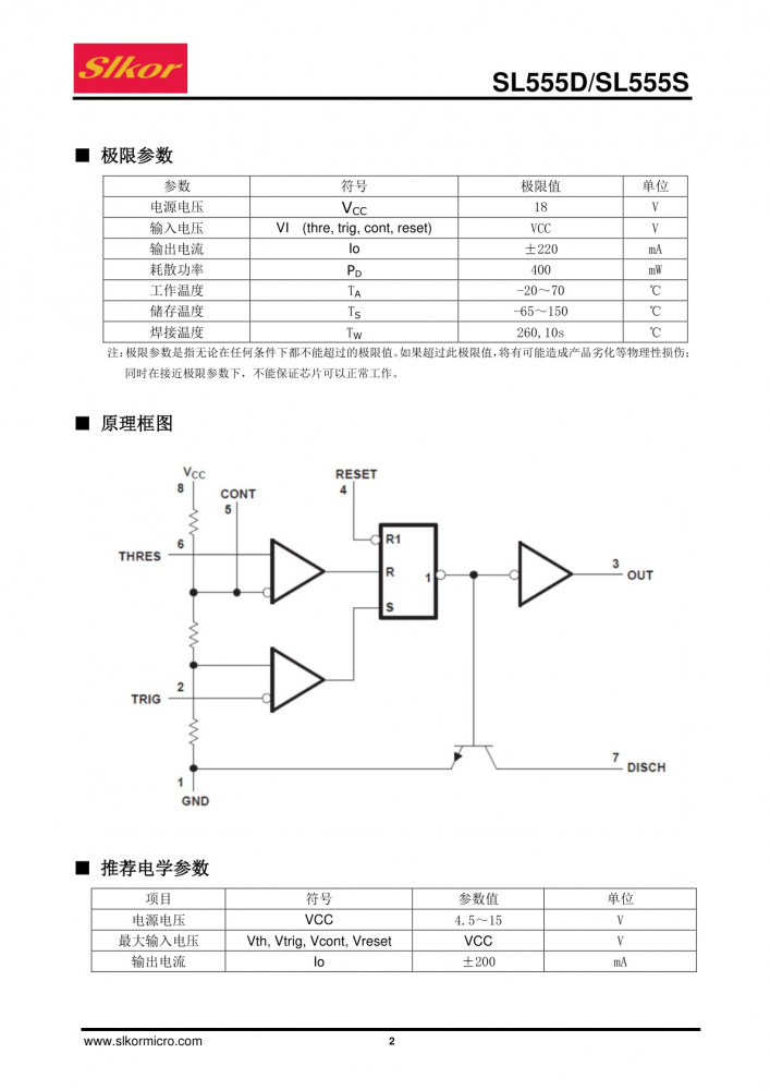 SL555D datasheet page 2
