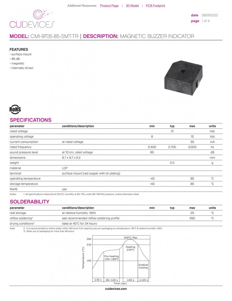 CMI-9705-85-SMT-TR datasheet page 1