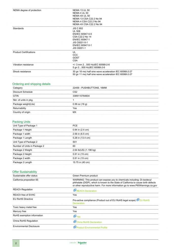 XB6DD225B technical document page 2