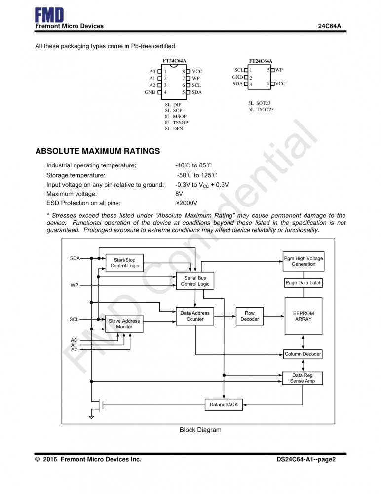 FT24C64A datasheet page 2