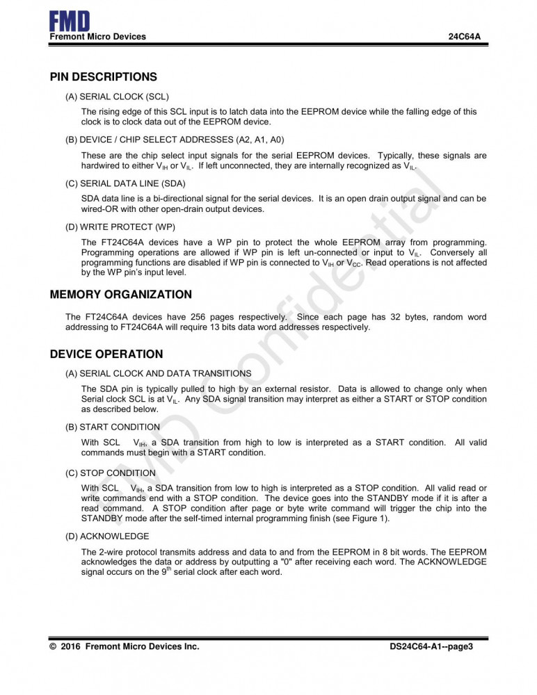 FT24C64A datasheet page 3