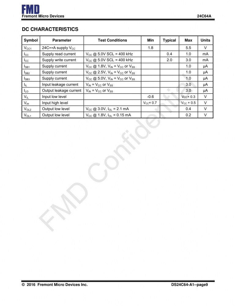 FT24C64A datasheet page 9