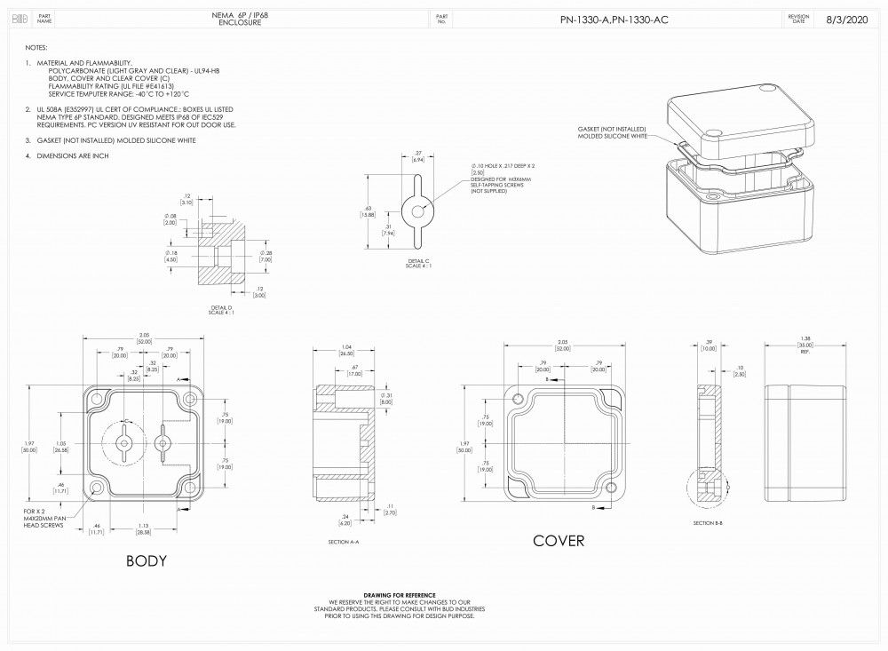 PN-1330-AC product drawing page