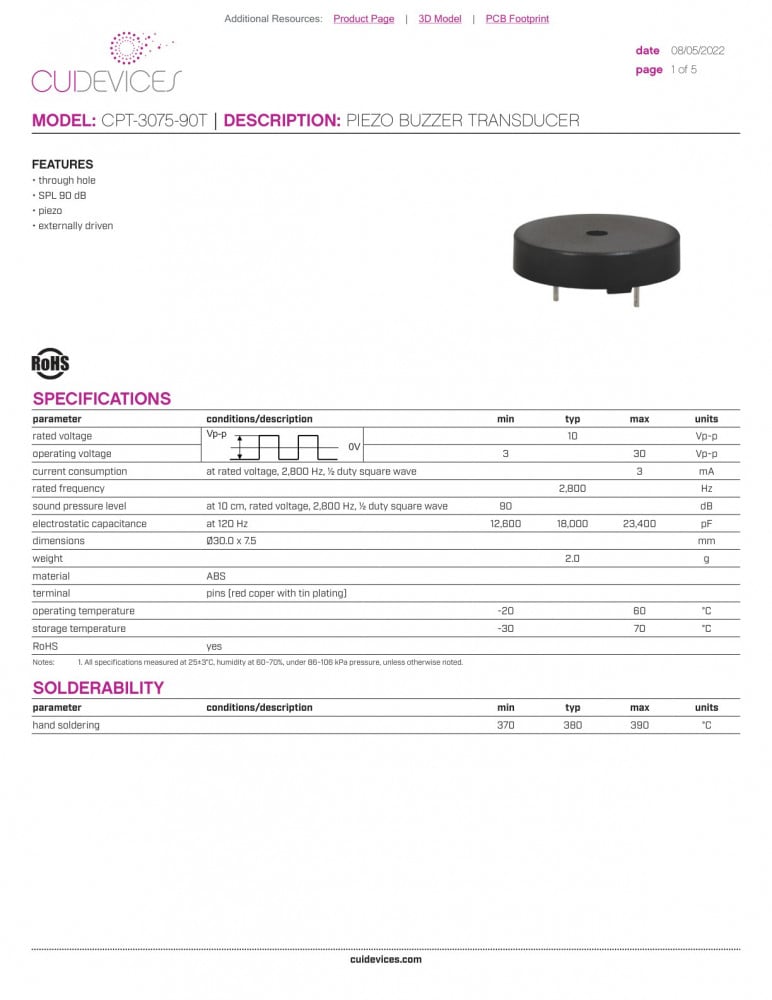 CPT-3075-90T datasheet page 1