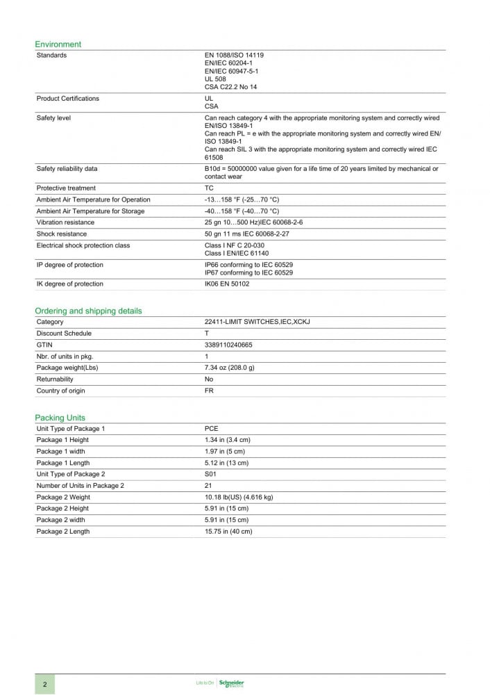XCSD3902P20 technical document page 2