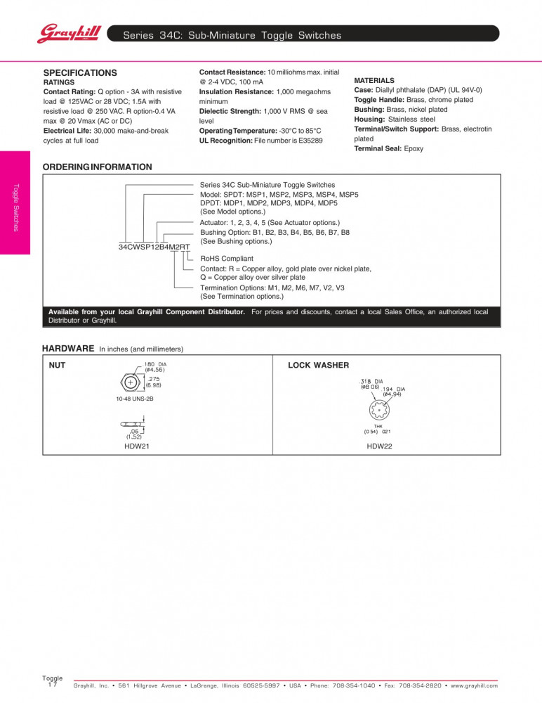 Grayhill Series 34C technical document page 4