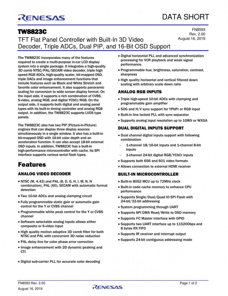 TW8823 technical document page 1