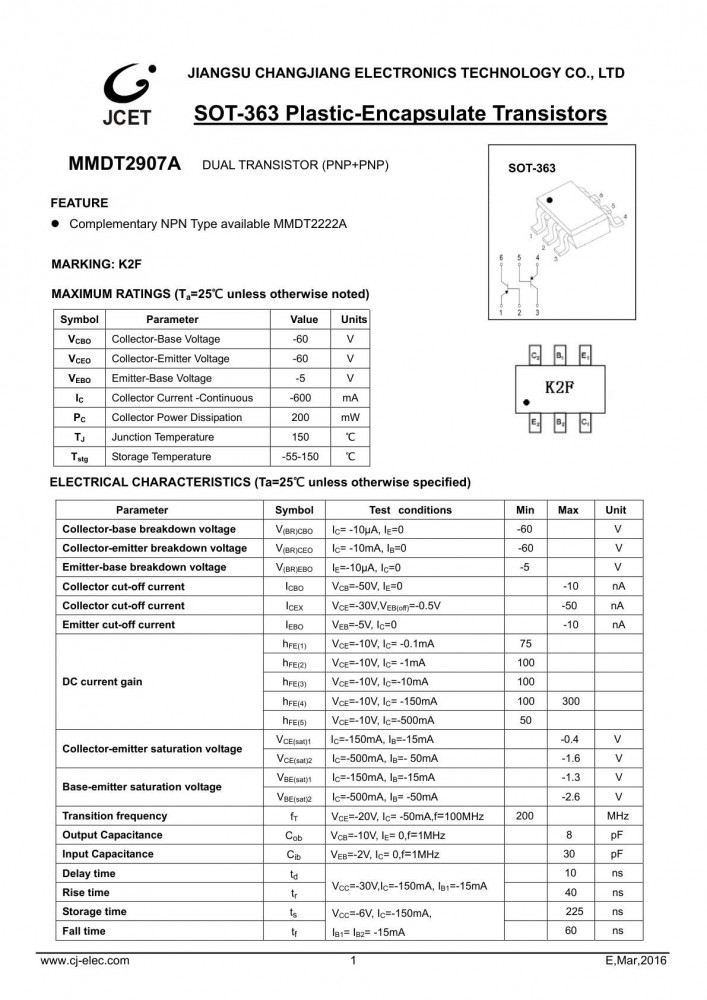 MMDT2907A datasheet page 1