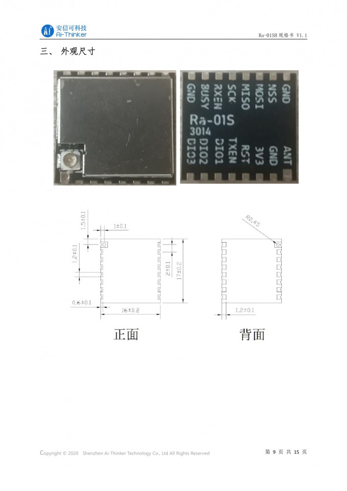 Ra-01SH-T technical document page 9