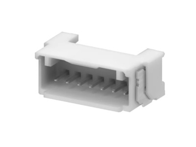 Micro-One Wire-to-Board Header, Right-Angle, 2.00mm Pitch, Single Row, Glow-Wire Capable, Surface Mount, 7 Circuits, Tin-Bismuth Plating, Black