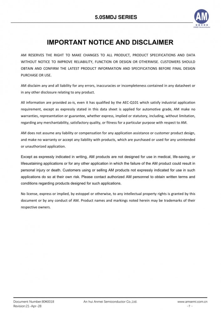 5.0SMDJ33CA/T7 datasheet page 7