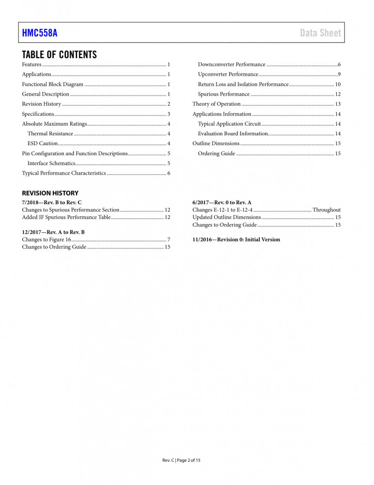 HMC558A datasheet page 2