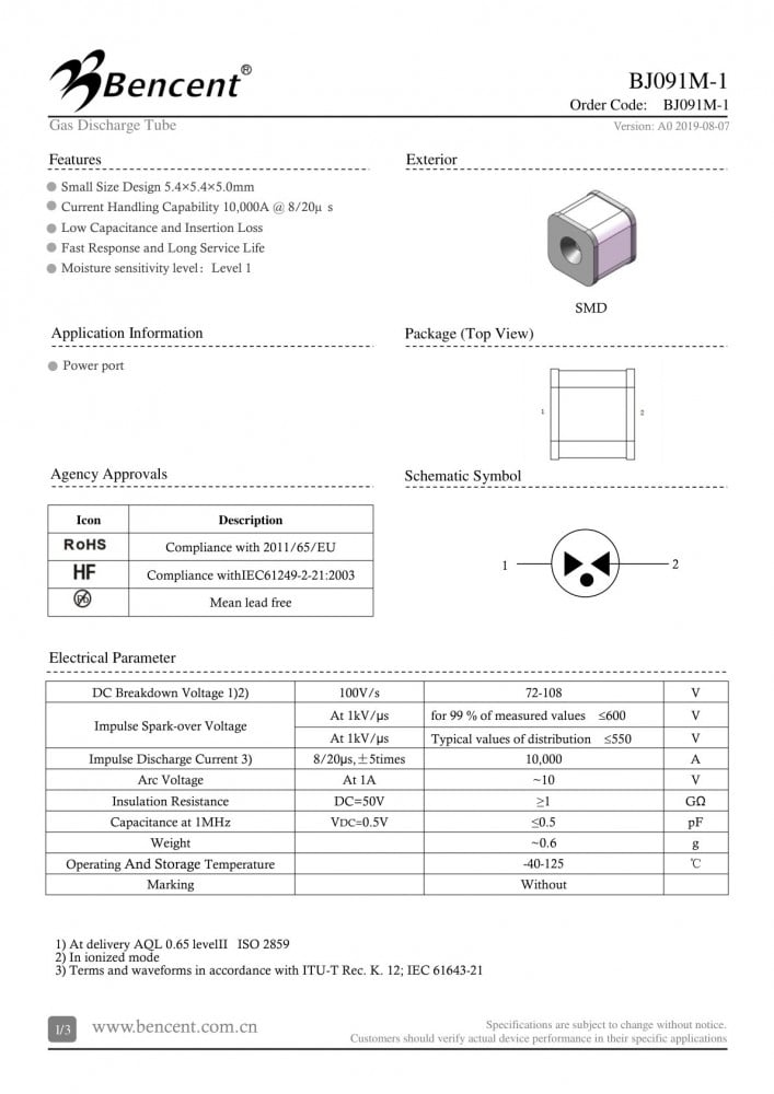 BJ091M-1 datasheet page 1