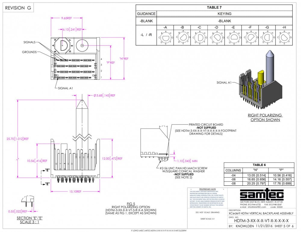 Samtec HDTM drawing page 5