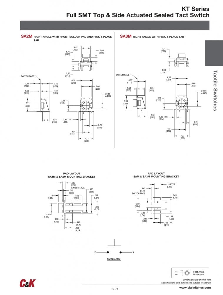 C&K KT11 series datasheet page 4