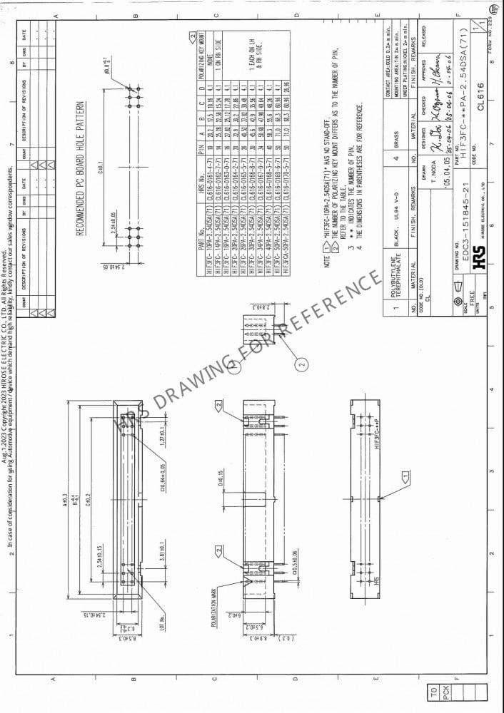 HRS HIF3FC connector drawing preview