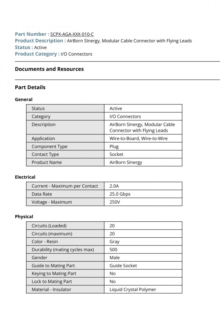 SCPX-AGA-XXX-010-C technical document page 1