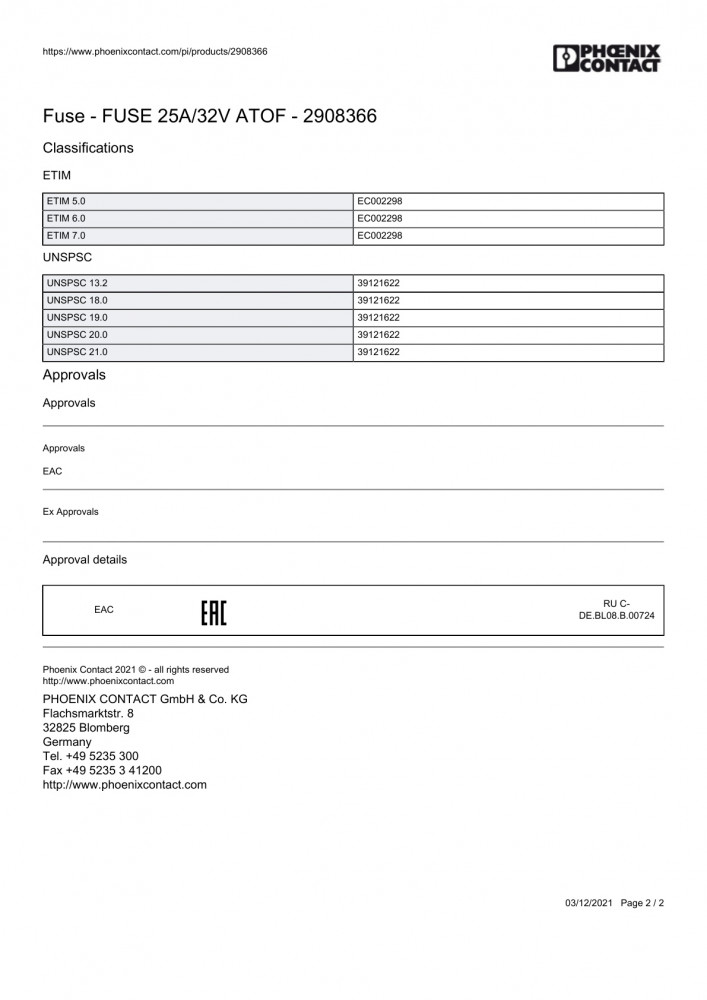 Phoenix Contact 2908366 technical document page 2