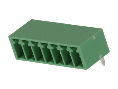 3.50mm Pitch Eurostyle Right-Angle PCB Header, Green Housing, 7 Circuits for sale