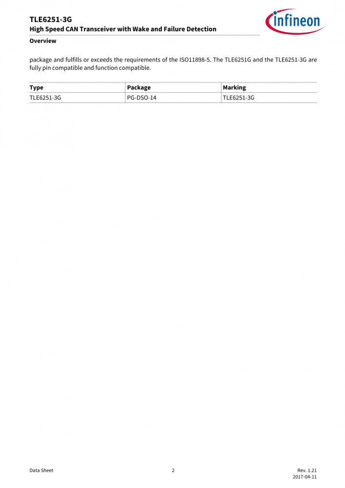 TLE6251-3G technical document page 2