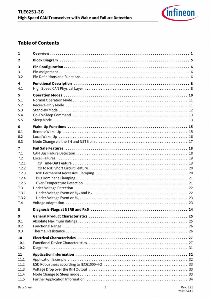 TLE6251-3G technical document page 3