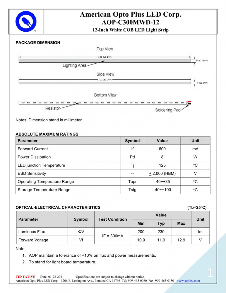 AOP-C300MWD-12 technical document, page 1